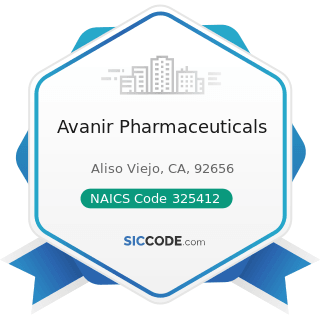 Avanir Pharmaceuticals - ZIP 92656, NAICS 325412