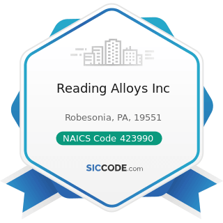 Reading Alloys Inc - ZIP 19551, NAICS 423990, SIC 5099